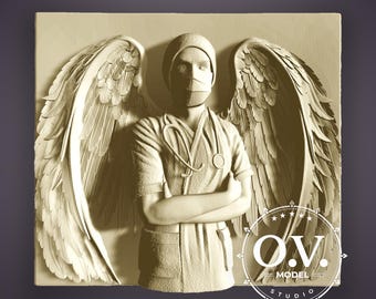 Angels STL Model CNC Artcam Aspire Angel Decor Art Angel Carving Wall ...