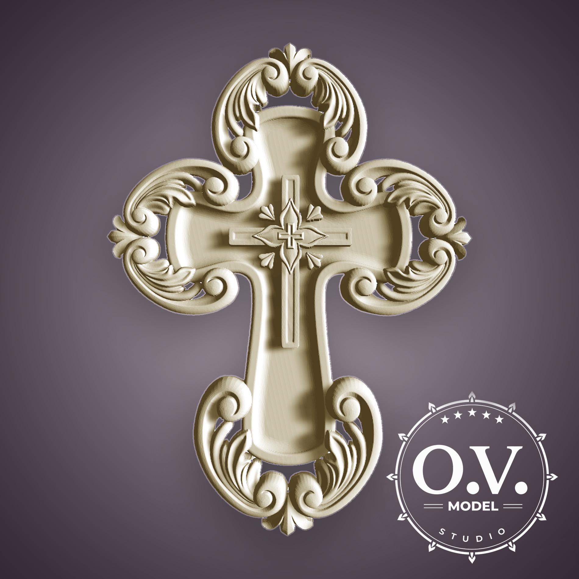 Cross With Patterns STL Model Artcam Files Cross Relief Religious Decor ...