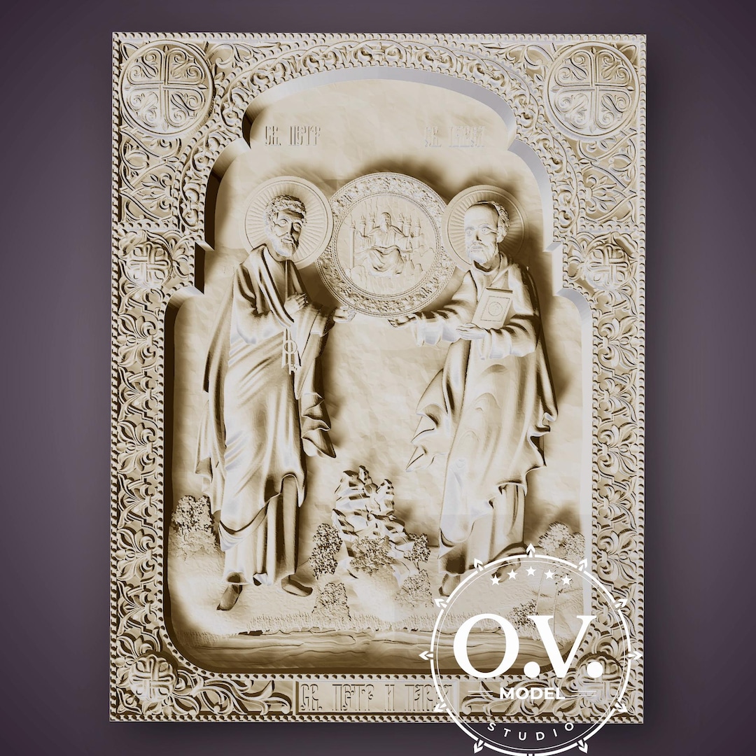 Saints Peter STL, Christian Icon CNC, Religious Carving, Saint Paul Stl ...