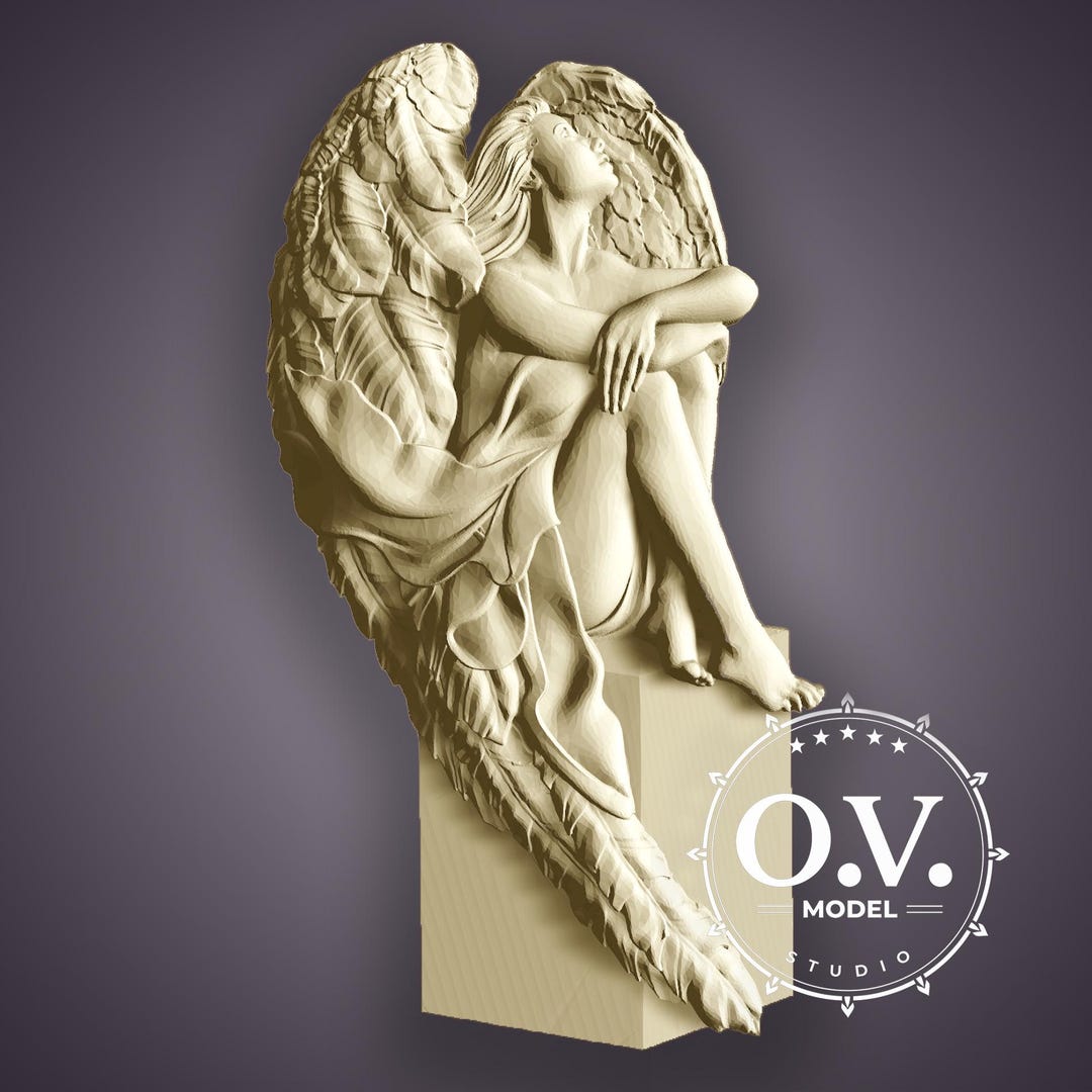 Angels STL Model CNC Artcam Aspire Angel Decor Art Angel Carving Wall ...