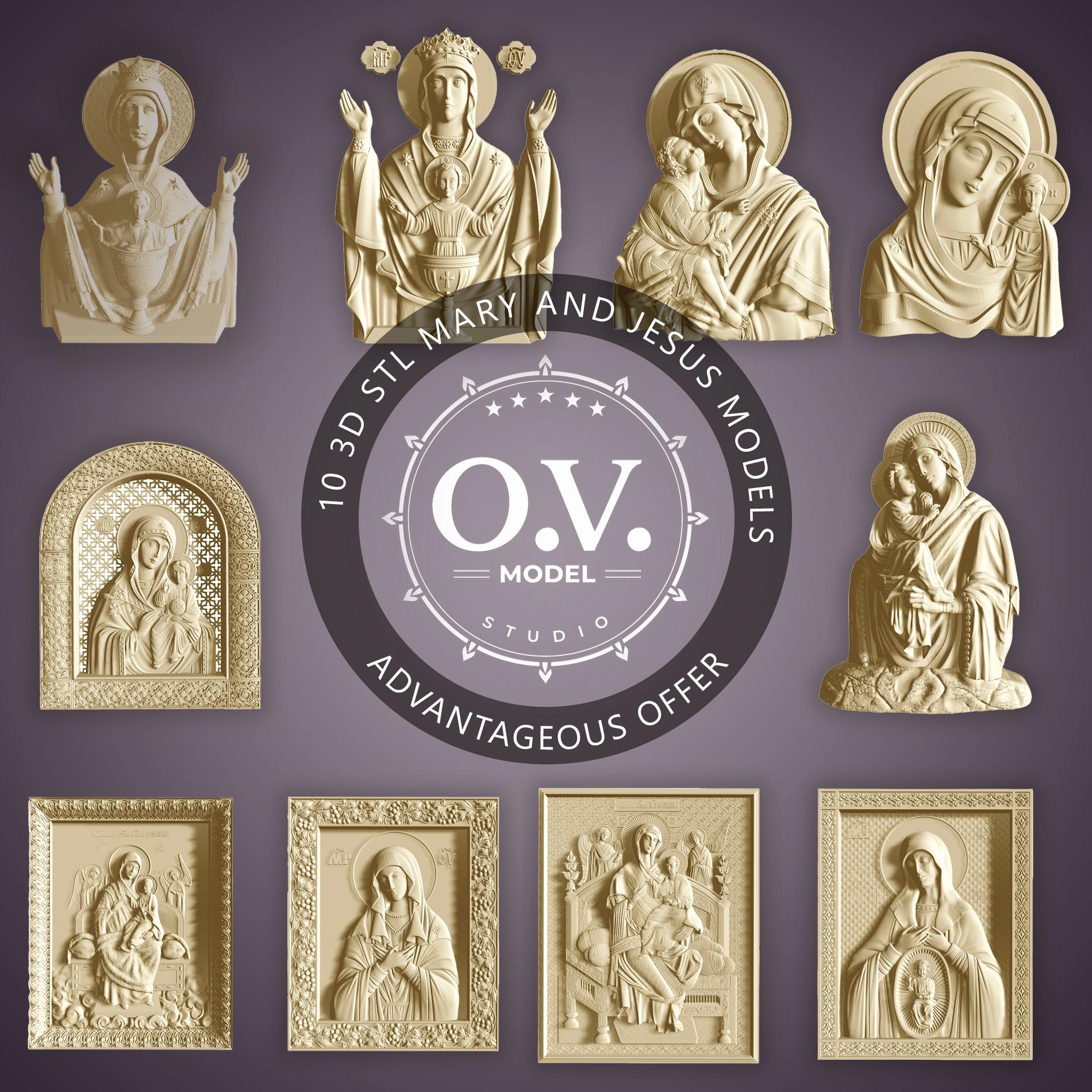 10pcs Virgin Mary Jesus Christ Religious Decor Christian Art CNC Carving Artcam Files Holy ...