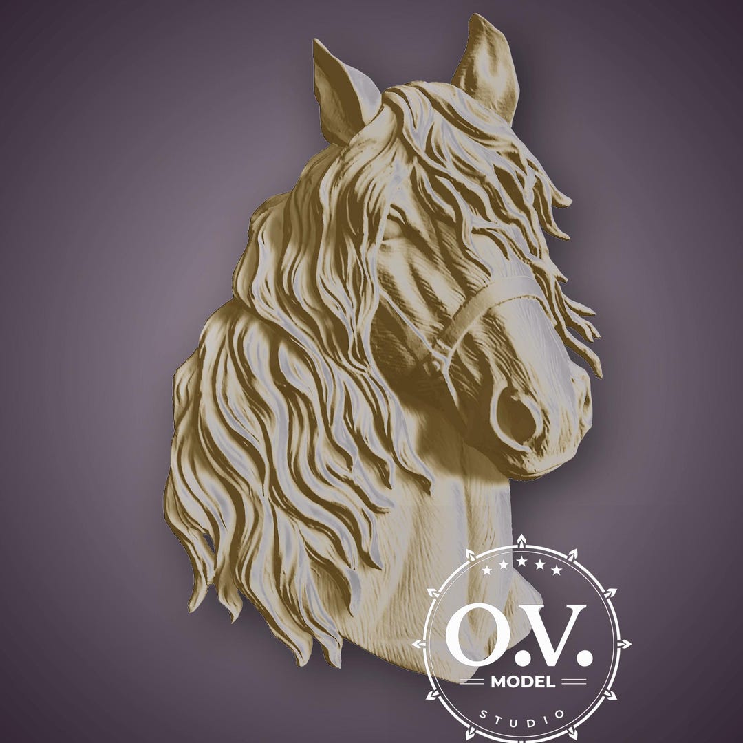Horse Head Stl, Equestrian Cnc File, Animal Carving Design, Horse Wall ...