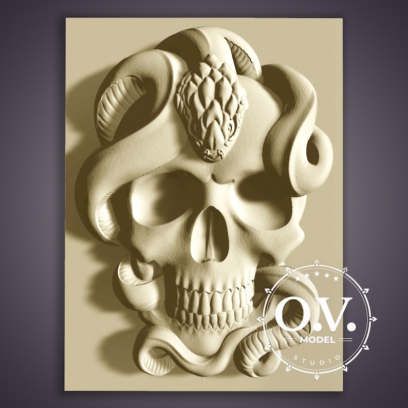 Skull With Snake Skull Design Snake Motif Wooden Decor Wall Art Gothic ...