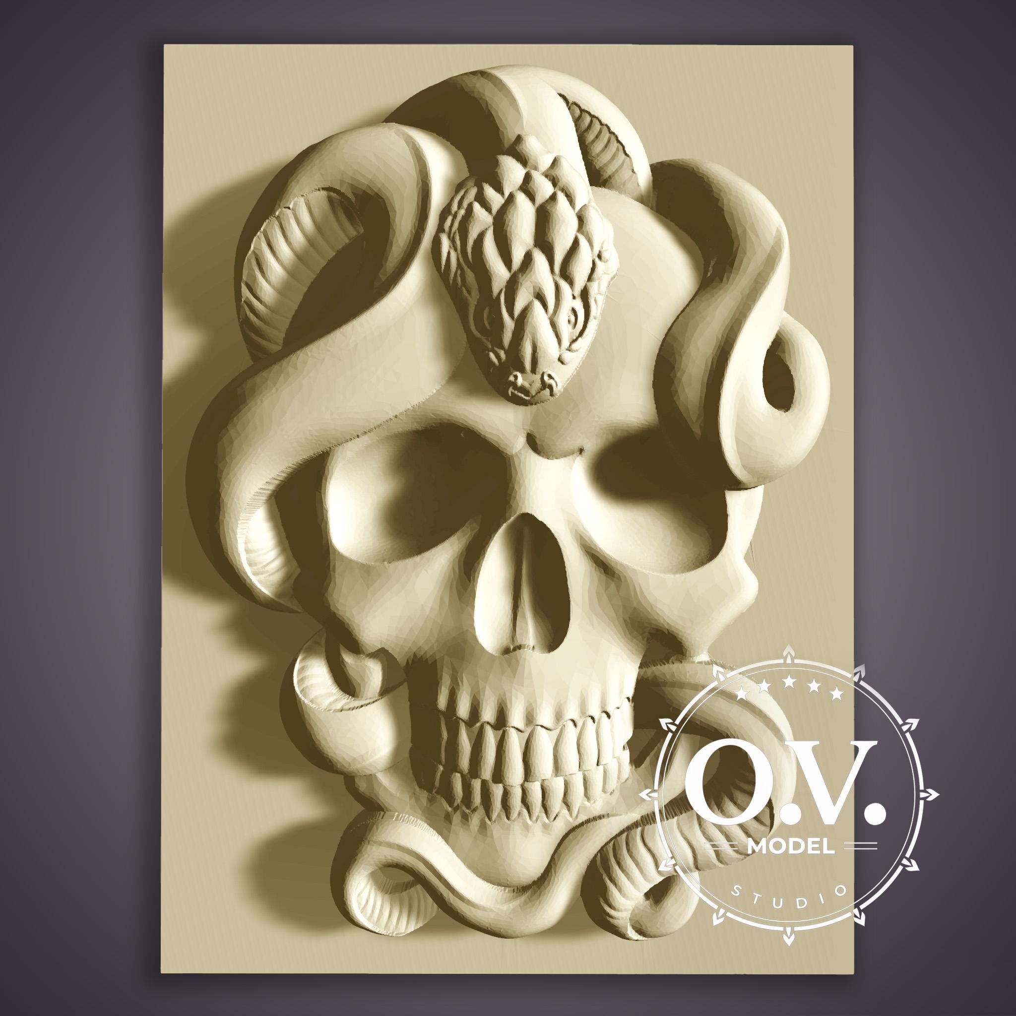 Skull With Snake Skull Design Snake Motif Wooden Decor Wall Art Gothic ...