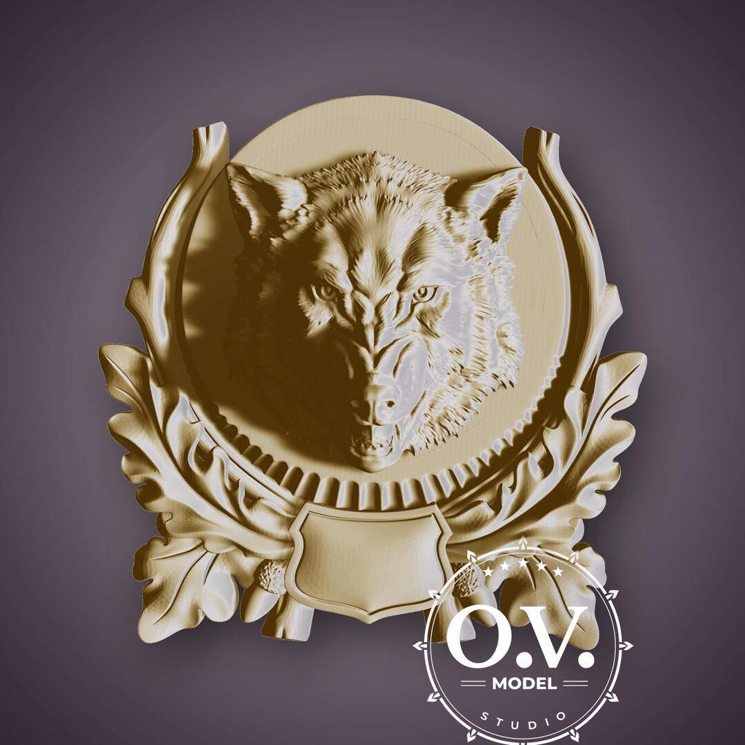 Coat of Arms Wolf 3D STL Model CNC Router Engraver Artcam Aspire CNC ...