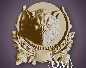 Coat of Arms Wolf 3D STL Model CNC Router Engraver Artcam Aspire CNC ...