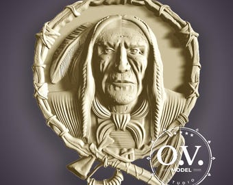 Native American American Man STL File 3D Model CNC Artcam Aspire Wood ...