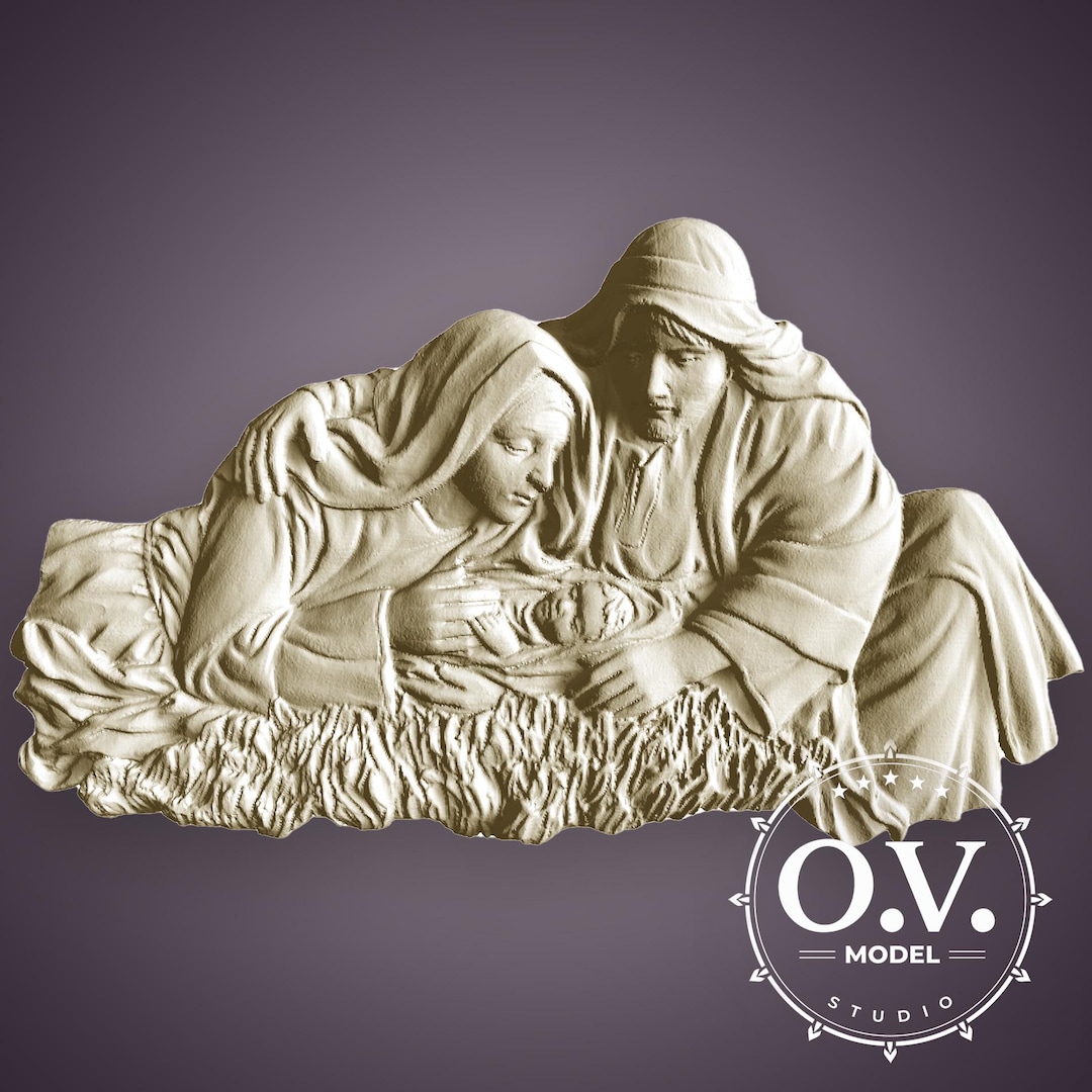 Christmas Jesus Birth STL Model Nativity Scene Artcam Files 3D Relief ...