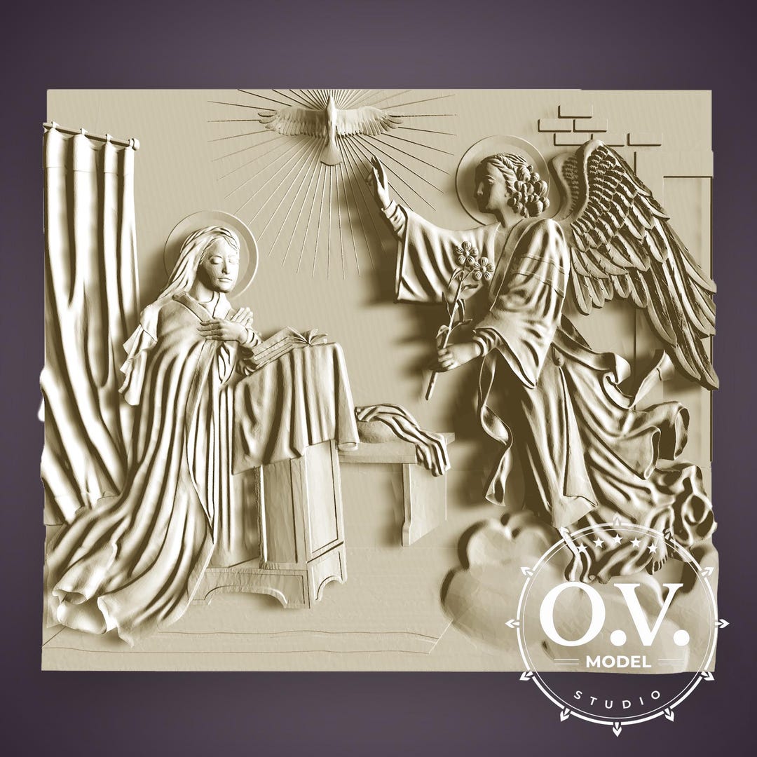 Angel and Dove STL Model Sacred Art Peace Symbol Artcam Files 3D Relief ...