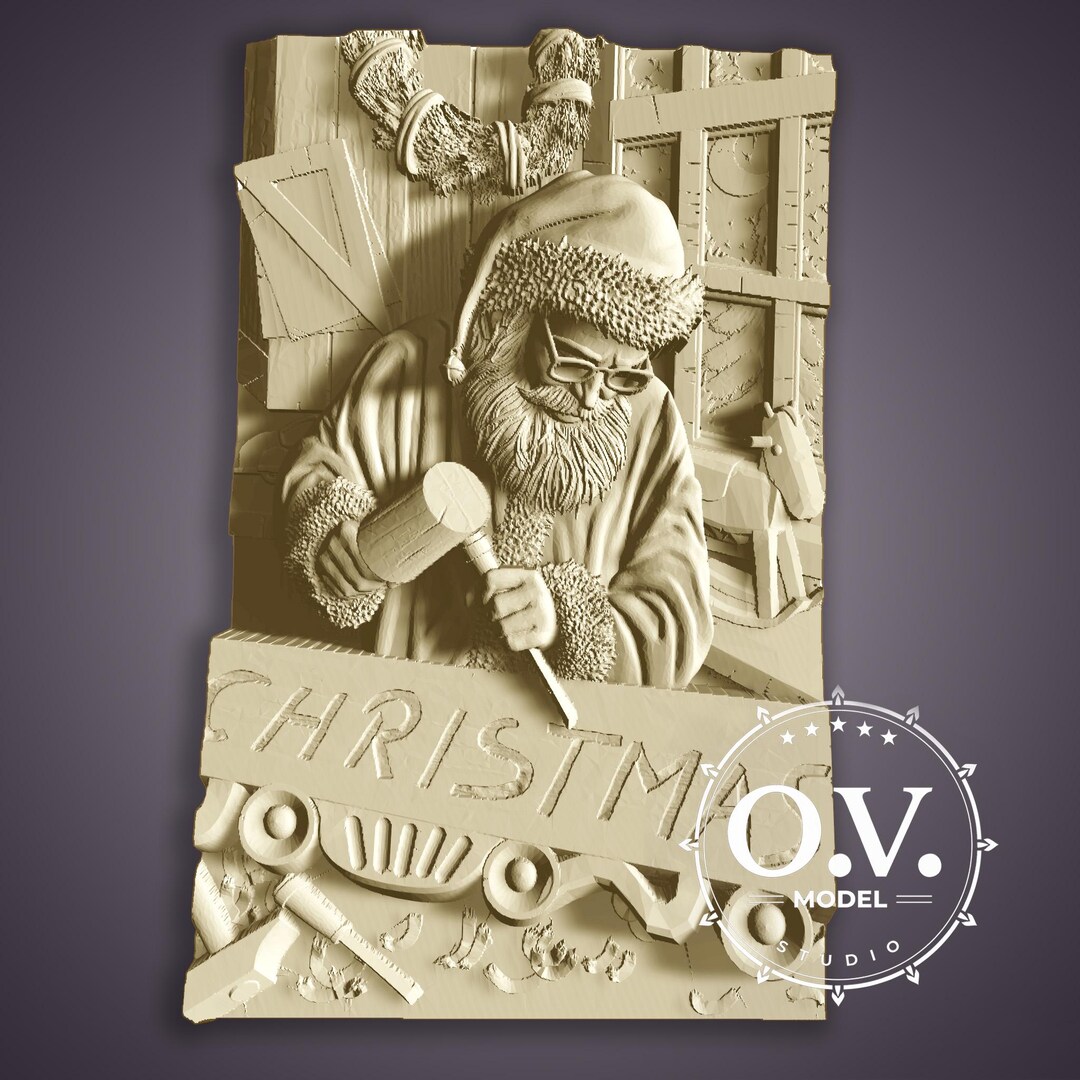 Santa Workshop Christmas Decor CNC Files Artcam Aspire STL Model Wood ...