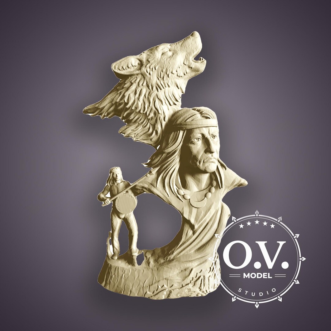 Native American American Man STL File 3D Model CNC Artcam Aspire Wood ...