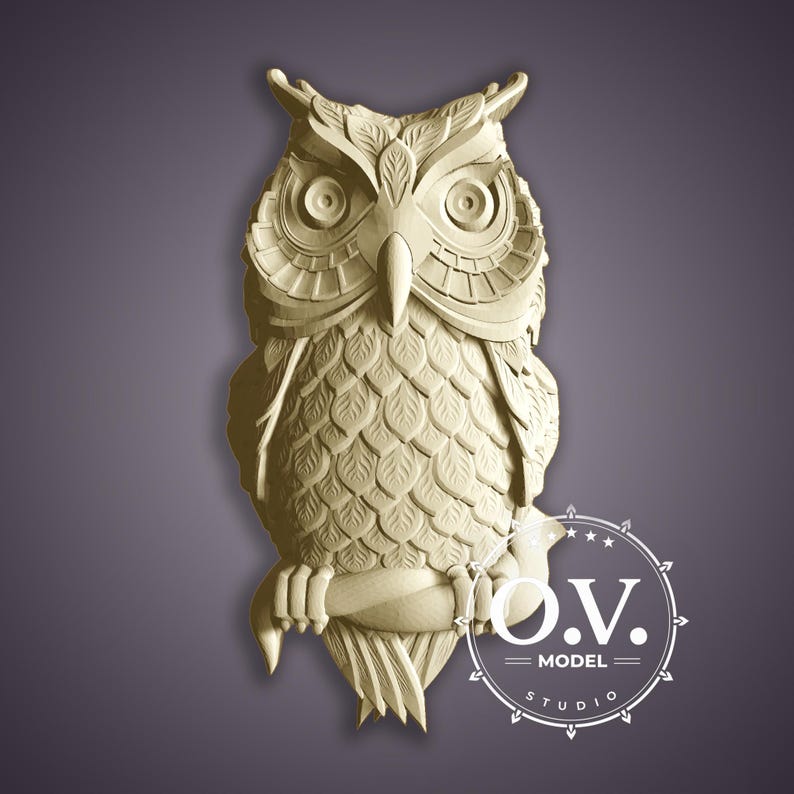 Owl Carving Wildlife Decor CNC Art Wooden Owl STL Files Wall Decor ...