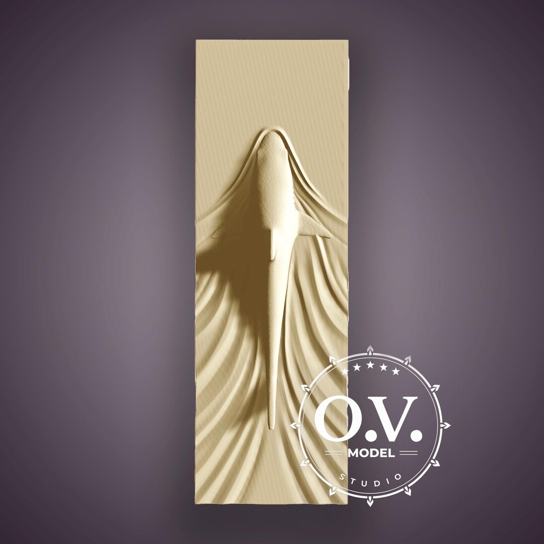 Shark Design Marine Art Wall Decor CNC Carving 3D Relief Ocean Theme ...