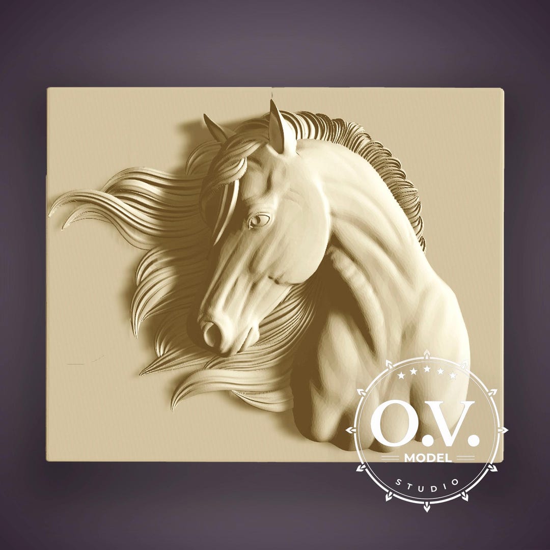 Charming Horse Horse Relief CNC Design 3D Carving Wall Decor Wood ...