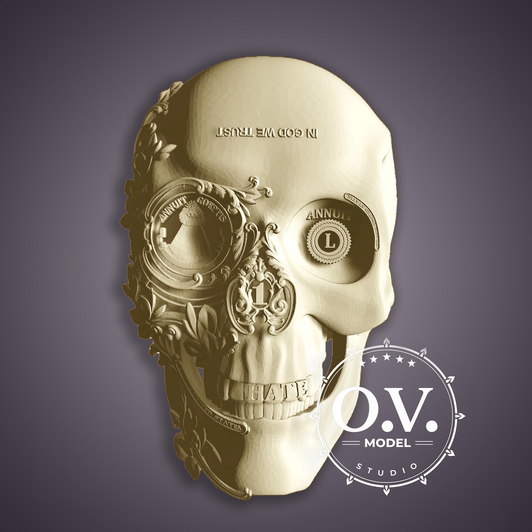 Masonic Skull CNC Carving Artcam Relief Aspire Model Freemason Decor ...