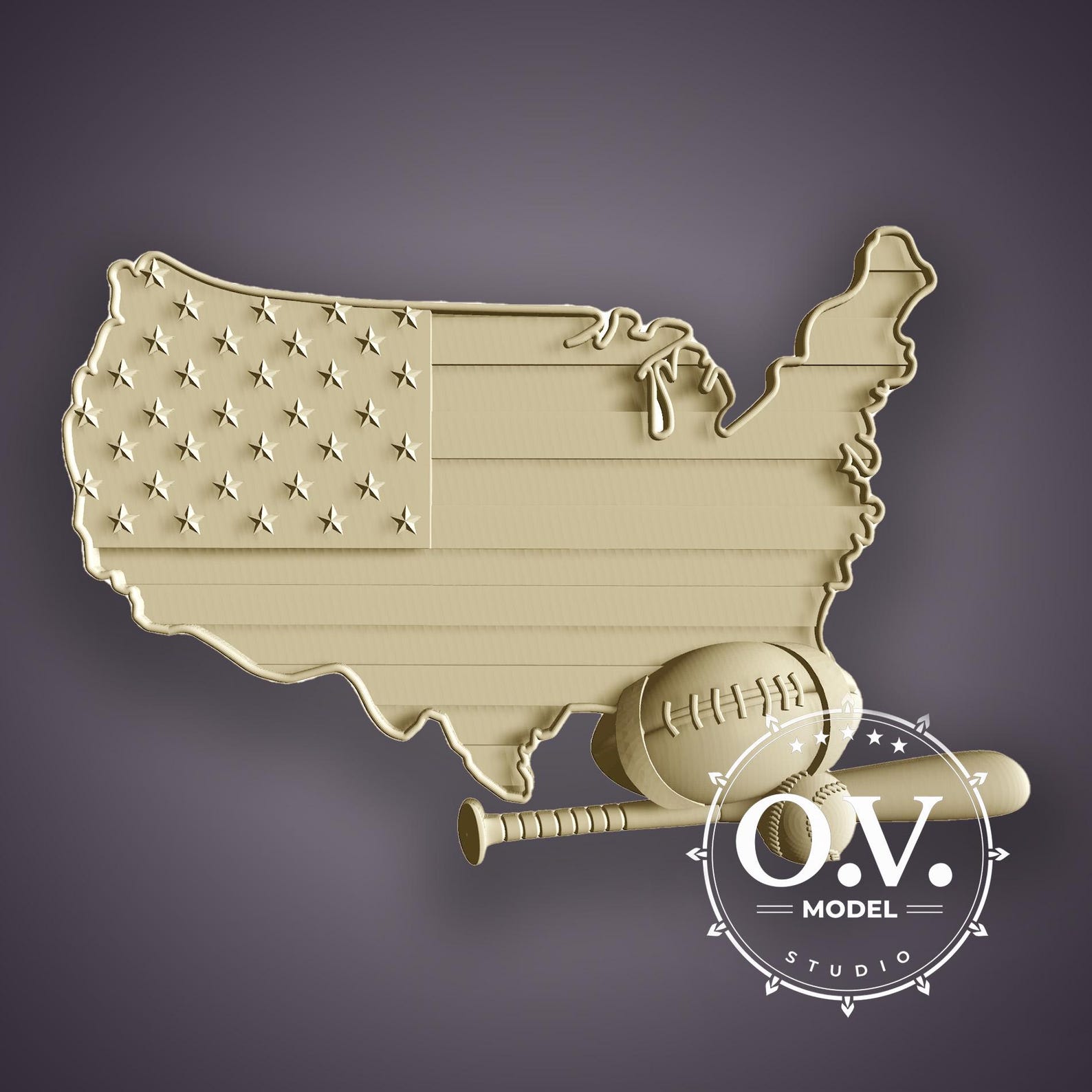 Baseball Flag USA Flag STL File 3D Model CNC Artcam Aspire Wood Carving ...