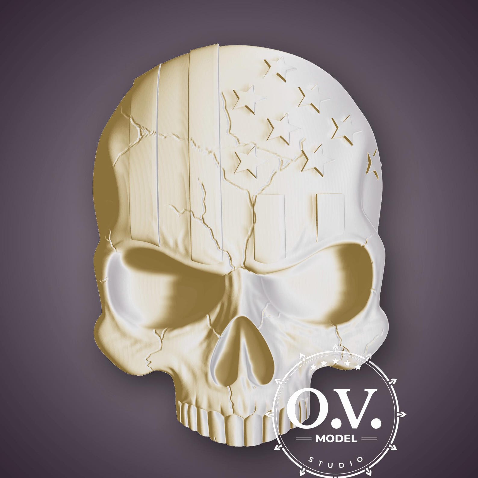 USA Patriotic Skull STL Models, Skull Carving, CNC Models, Artcam ...