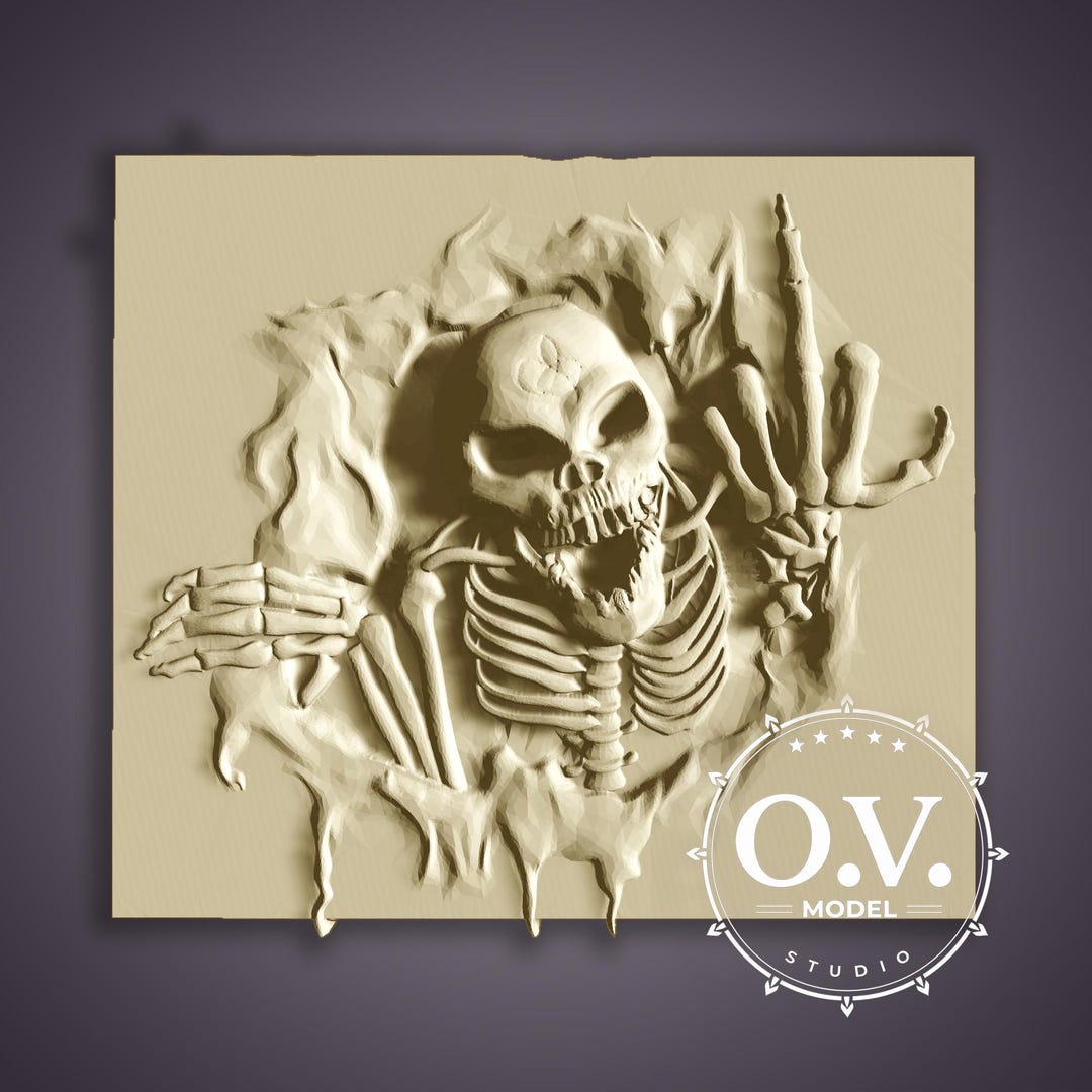 Skull Relief CNC Carving Skull Decor Wood Engraving Aspire Model Artcam ...