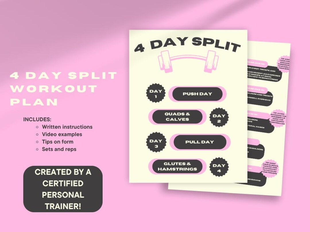 4-day Weight Lifting Program With Videos Demonstrations - Etsy