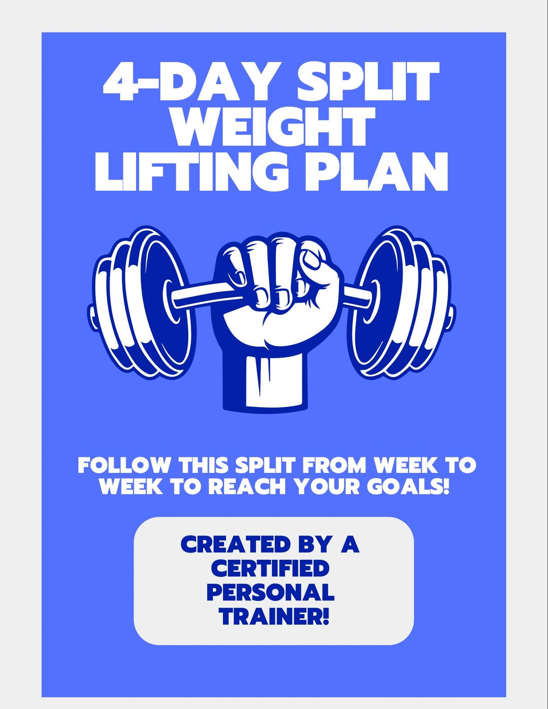 4-day Split Workout Plan for Strength & Muscle Gain - Etsy