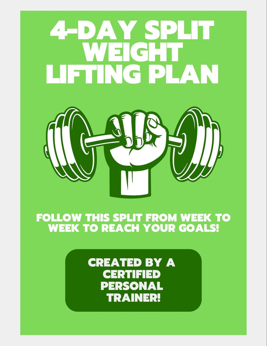 Ultimate 4-day Split Workout Plan for Strength & Muscle Growth - Etsy