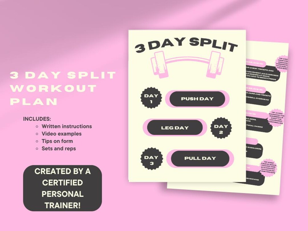 3-day Push, Pull, Legs Workout Split With Video Demonstrations - Etsy