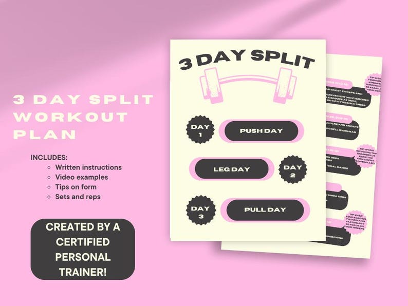 3-day Push, Pull, Legs Workout Split With Video Demonstrations - Etsy