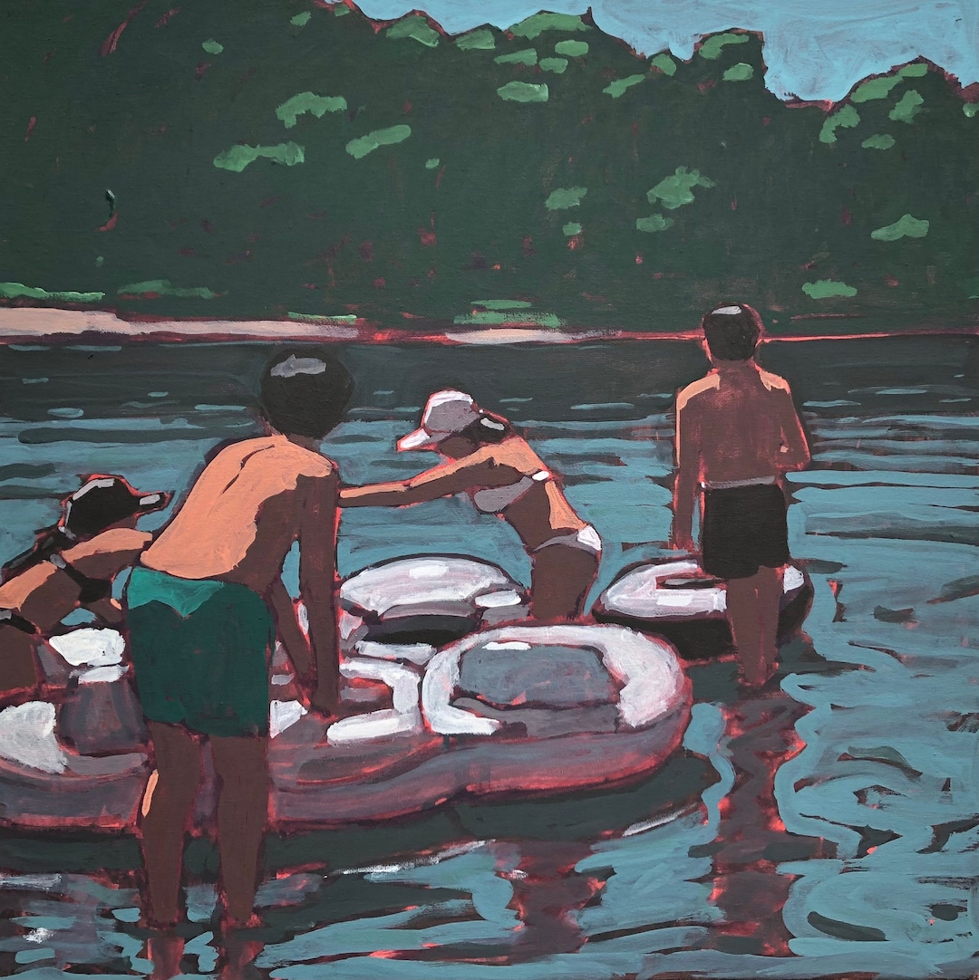 River Floating 5 Original Acrylic Painting on Canvas, 20 X 20 - Etsy