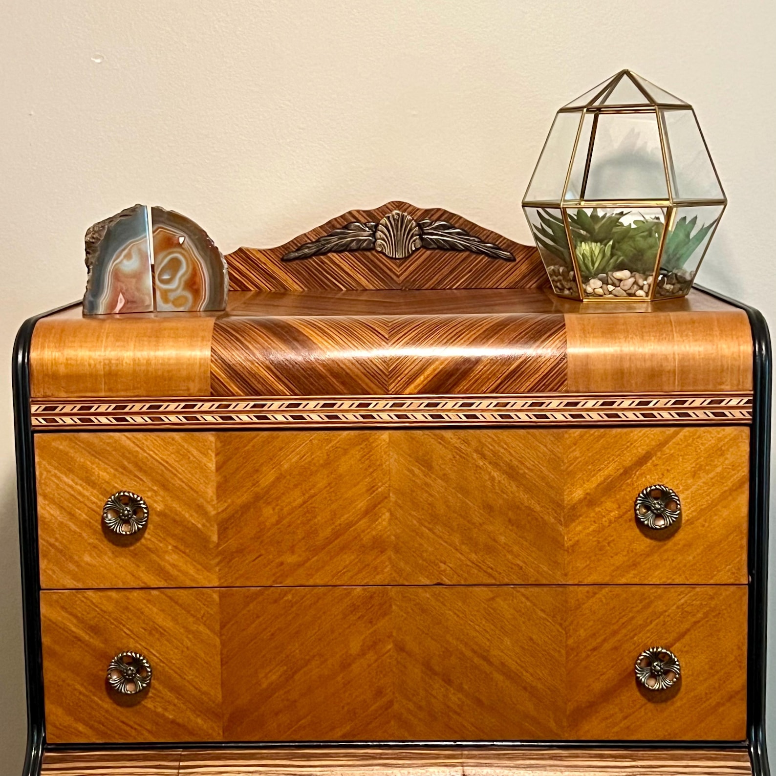 Sold-5-drawer Art Deco Waterfall Dresser (completely Refinished) - Etsy