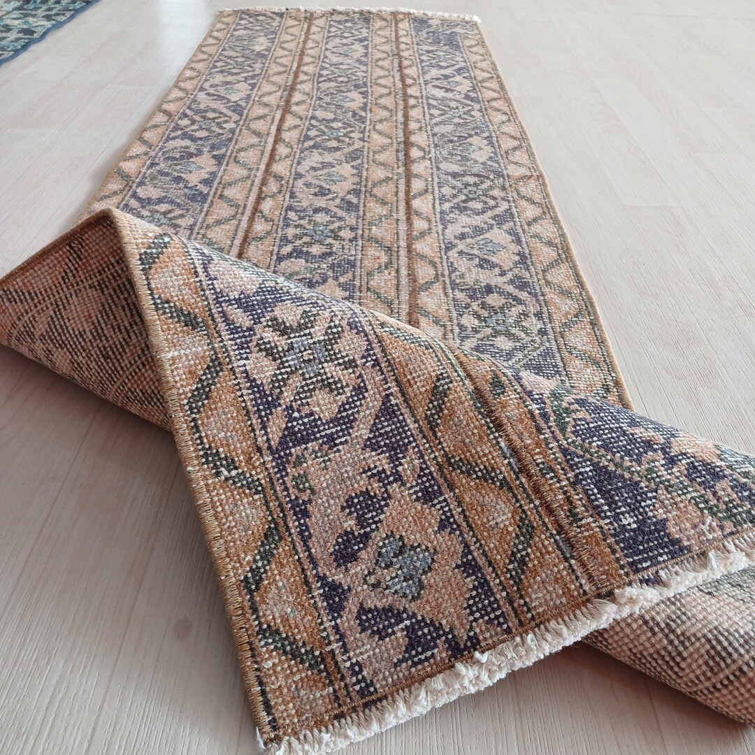 2x6 Vintage Oushak Runner, 2x6 Wool Turkish Runner, Hand Knotted Beige ...