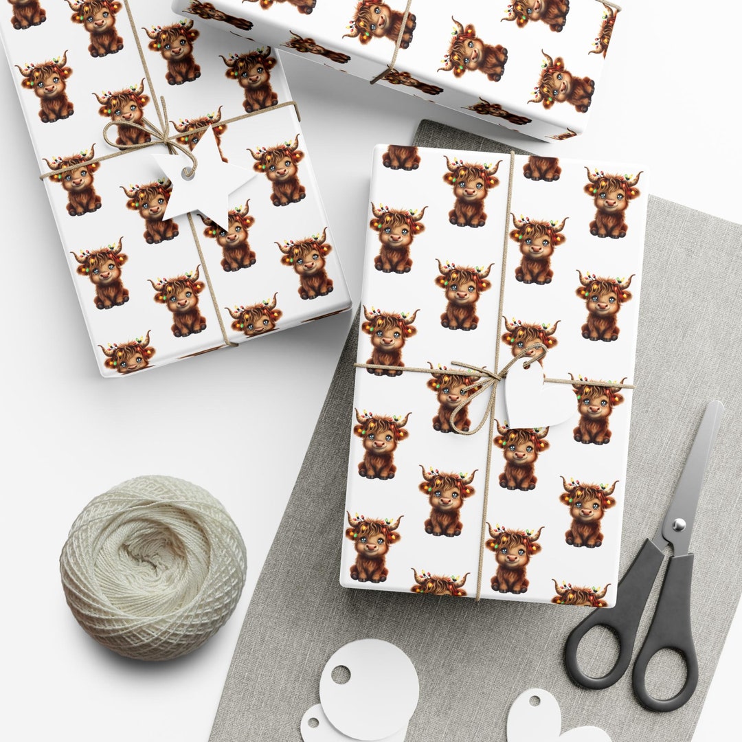 Highland Cow Christmas Gift Wrapping Paper - Etsy