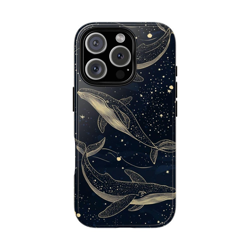 Whales Swimming in the Ocean, Dark Blue Phone Case, Aesthetic Whale ...