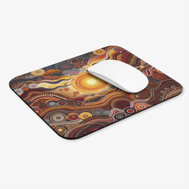 Aboriginal Dot Art Inspired Mouse Pad, Indigenous Design Desk ...