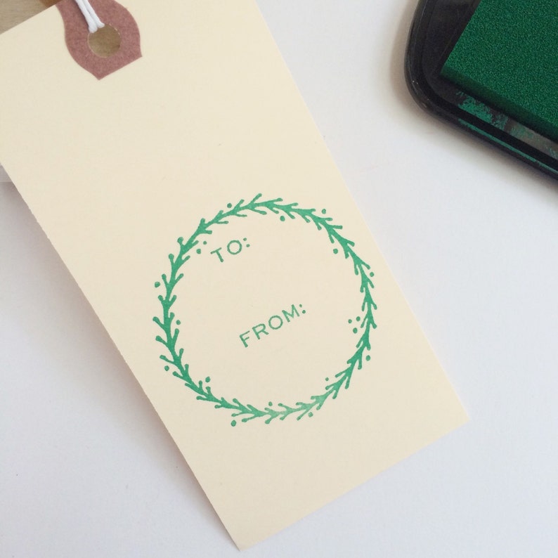 Gift Tag Stamp - To/from Stamp - Christmas Stamp - Gift Stamp - Wreath ...