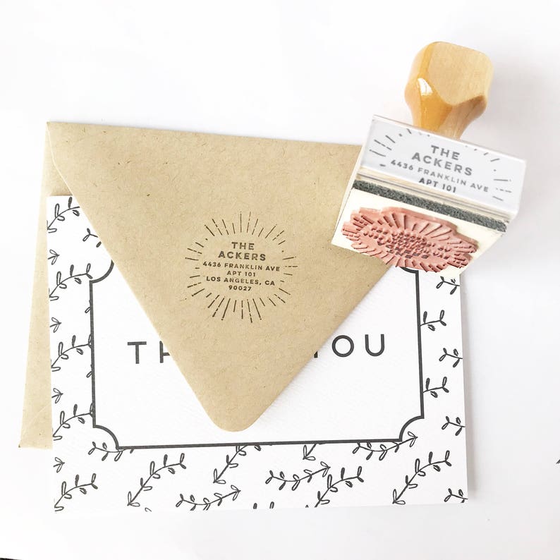 Custom Retro Style Address Stamp Vintage Inspired Rays of - Etsy