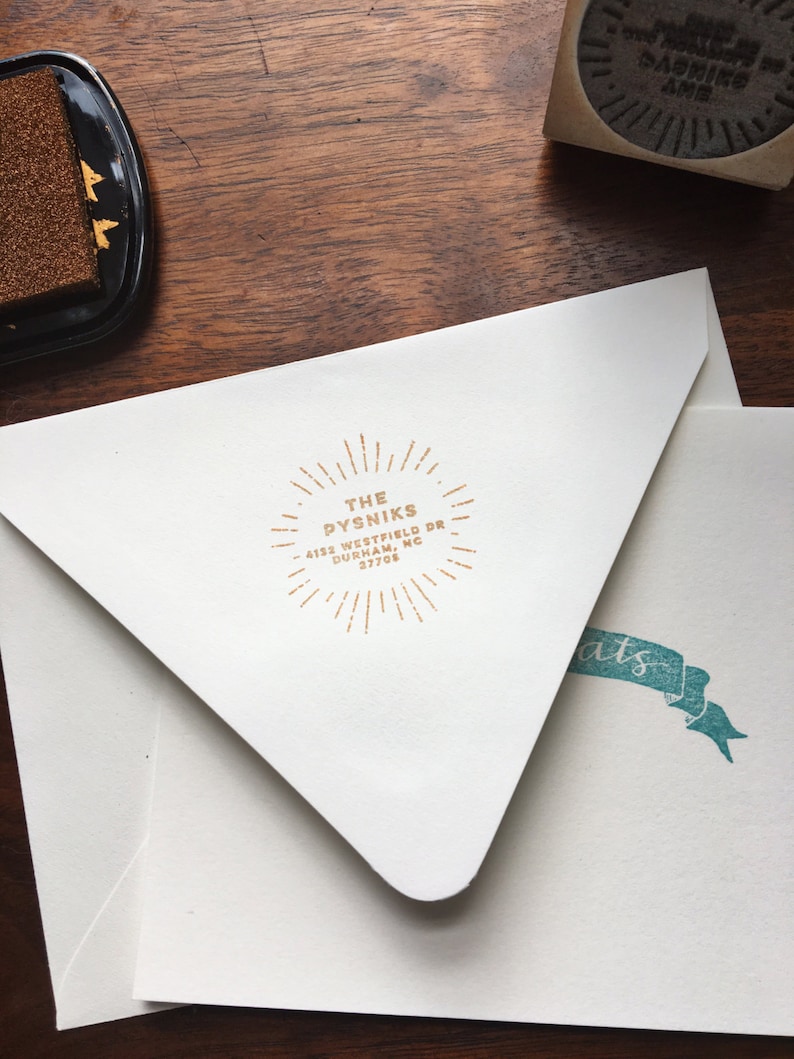 Custom Retro Style Address Stamp Vintage Inspired Rays of - Etsy