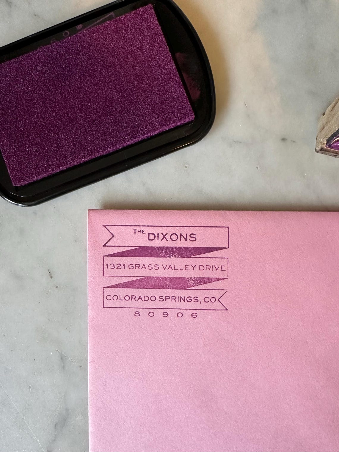 Custom Address Stamp: Modern Ribbon Banner, Housewarming Gift - Etsy