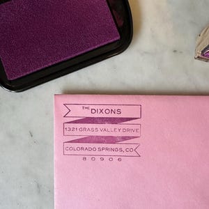 Custom Address Stamp: Modern Ribbon Banner, Housewarming Gift - Etsy