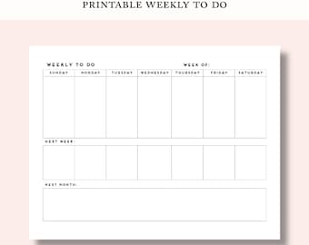 Printable Weekly to Do List Simple Minimalist Organizer | Etsy
