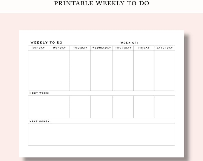 Printable Weekly to Do List Simple Minimalist Organizer Planner Weekly ...