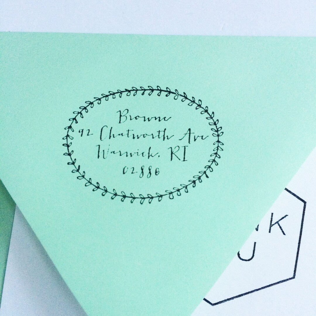 Hand Drawn Border Custom Address Stamp - Return Address Personalized ...