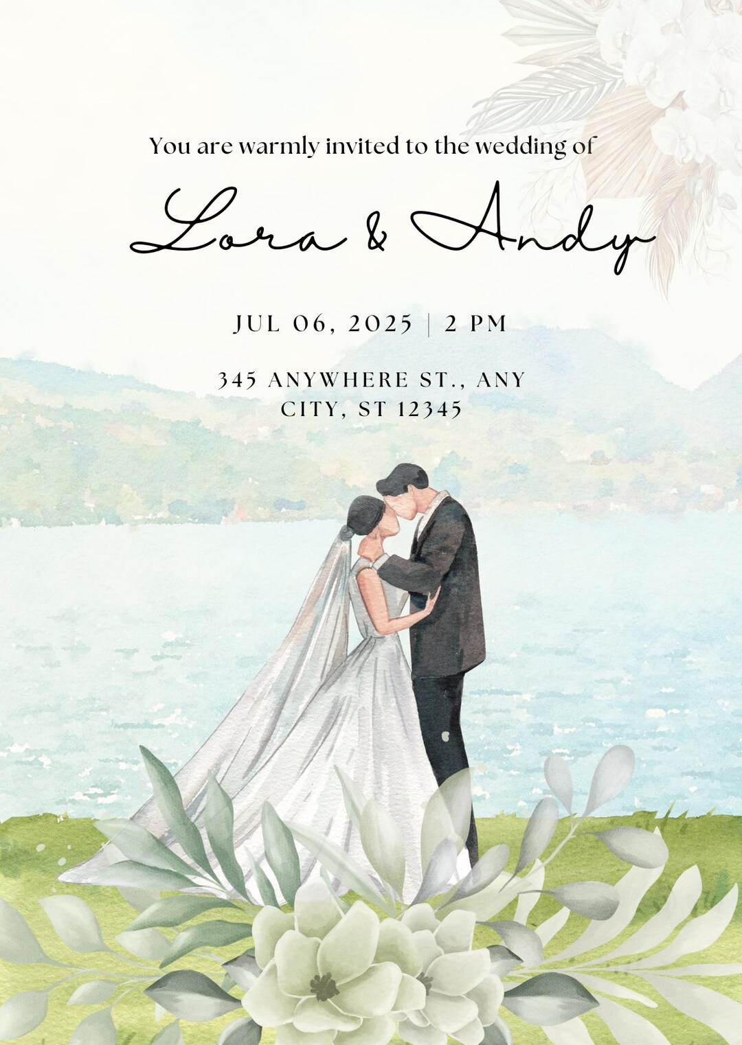 Editable Digital Wedding Invitation | Mobile and Printable Card ...