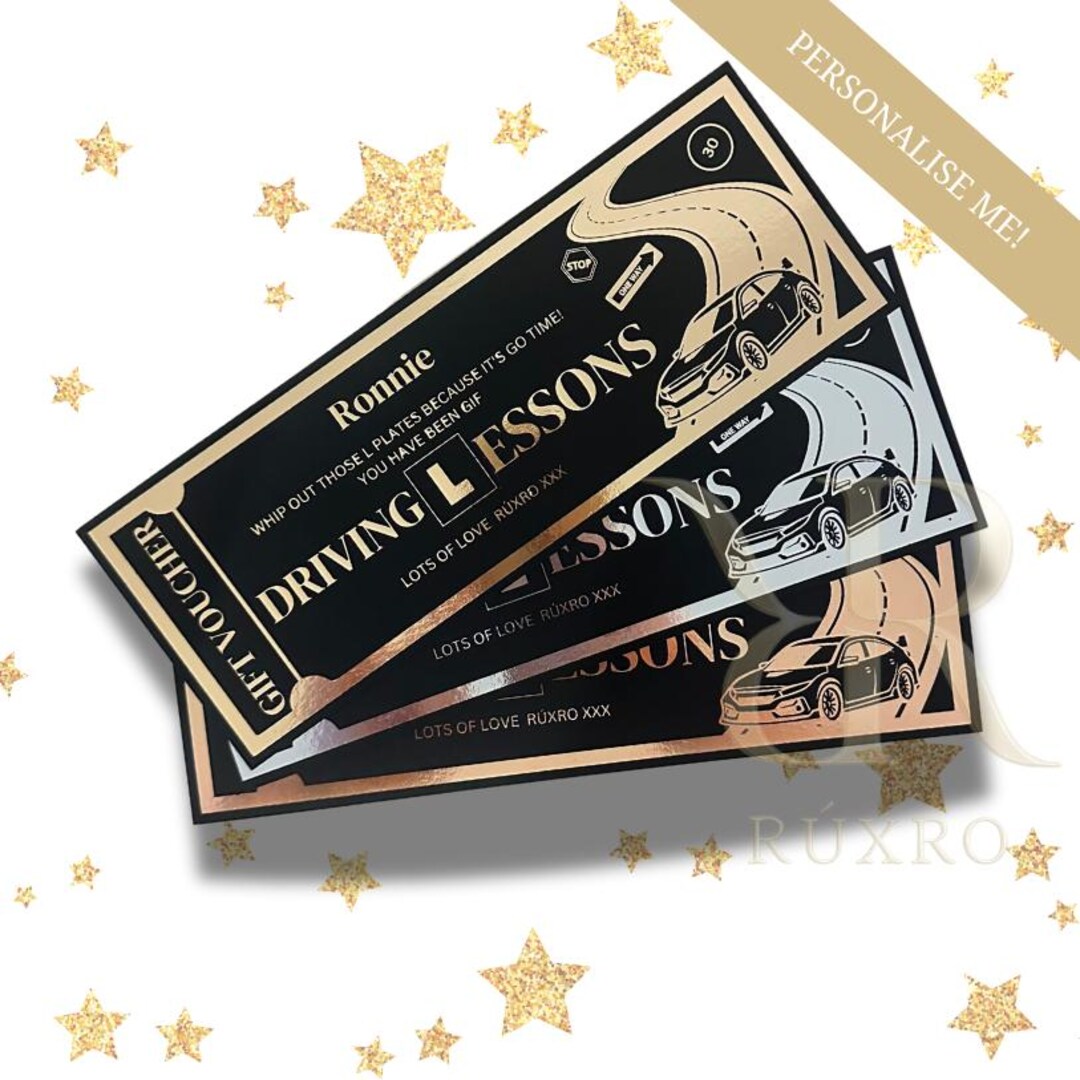 Personalised Driving Lesson Gift Voucher | Luxury Foil Ticket ...