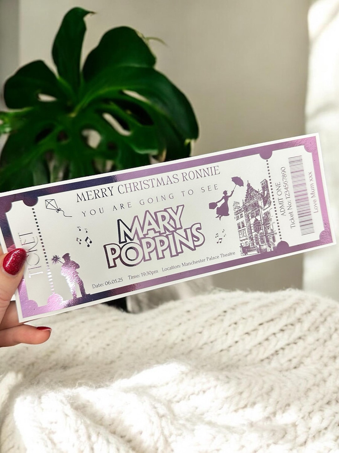 Mary Poppins Ticket, Customised Ticket, Personalised Ticket, Theatre ...