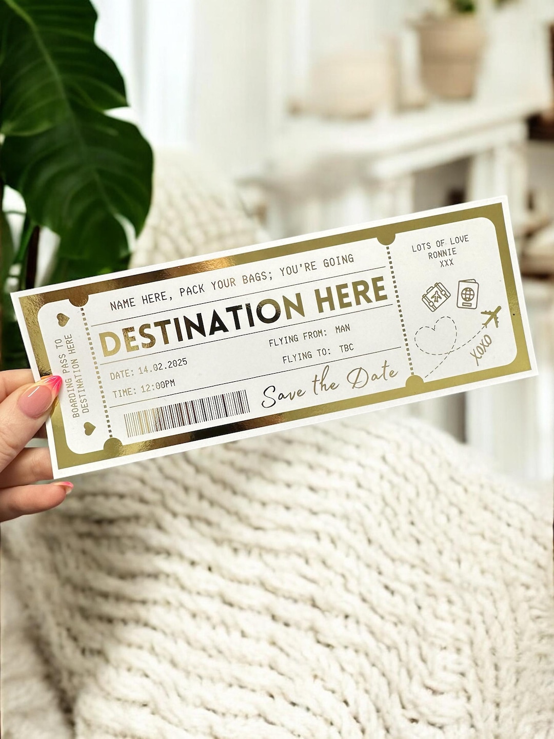 Personalised Boarding Pass, Boarding Pass, Foil Ticket, Any Destination ...