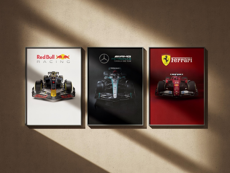 Formula 1 Car Poster Set: Ferrari, Red Bull, Mercedes (digital Download ...