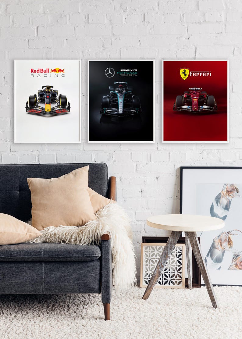 Formula 1 Car Poster Set: Ferrari, Red Bull, Mercedes (digital Download ...