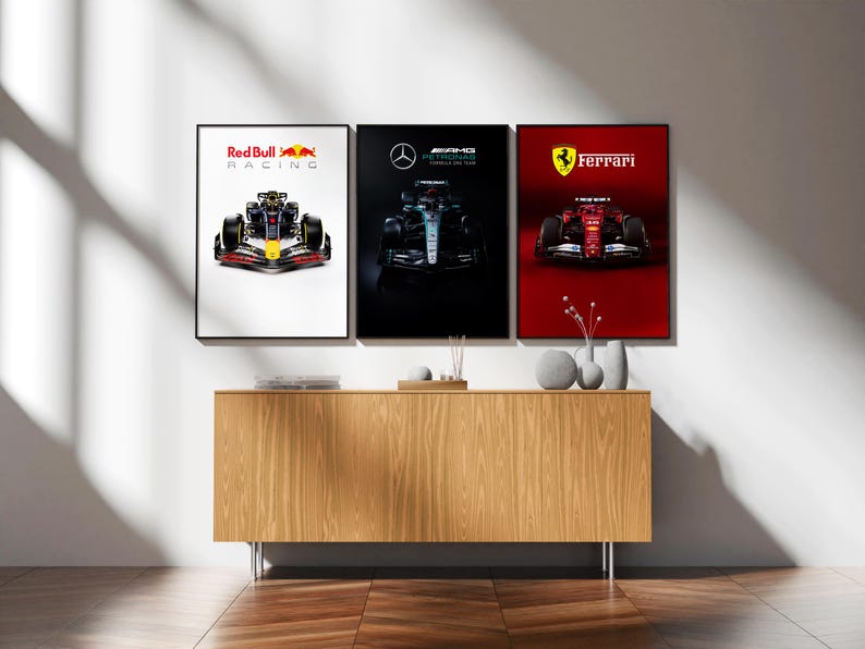 Formula 1 Car Poster Set: Ferrari, Red Bull, Mercedes (digital Download ...