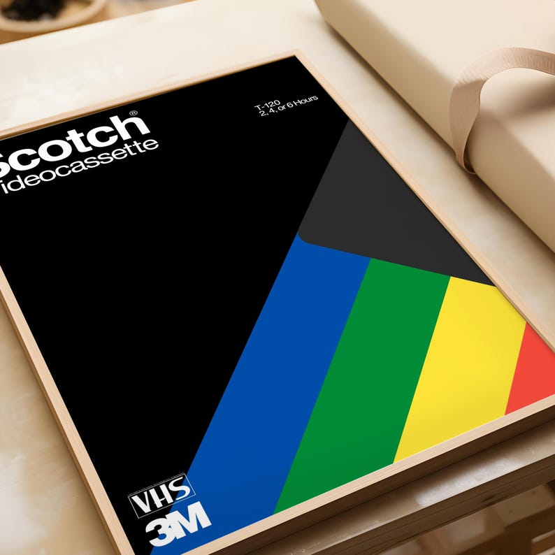 Retro Scotch VHS Cassette Art Print: 80s Home Theater Decor (digital ...