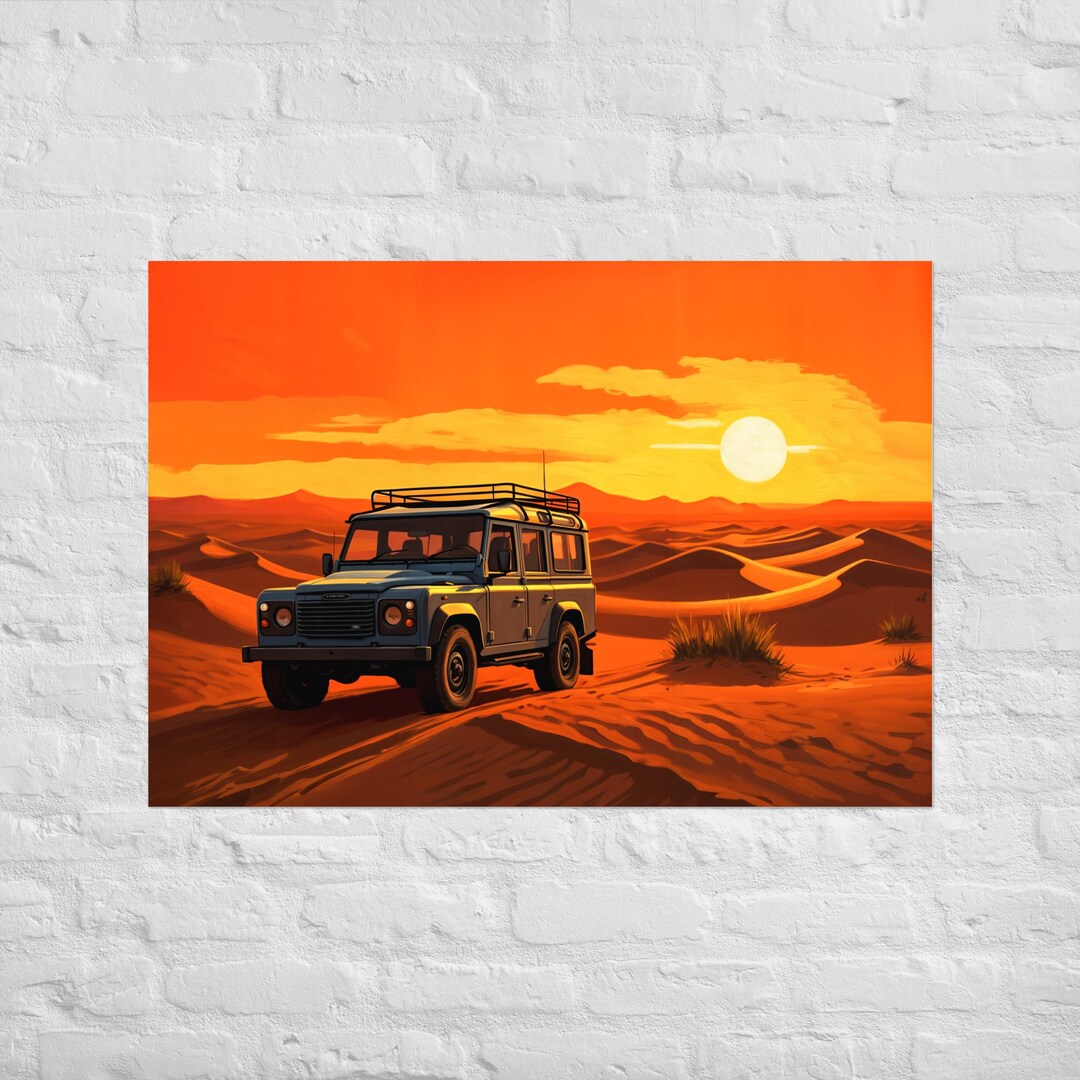 Desert Explorer: Iconic Land Rover Defender at Sunset - Etsy